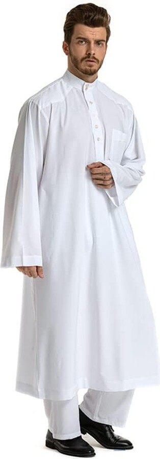 YUDATPG Men Muslim Set 2 Piece Outfit Robe Pants Arab Prayer Long ...