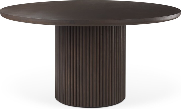 Mercana Home Terra Dark Brown Solid Wood w/ Fluted Base Round Dining ...