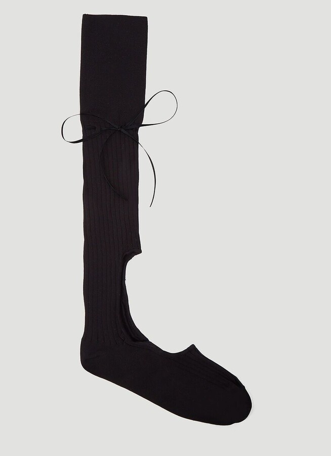 Simone Rocha Knee High Cut Out Ribbon Socks - ShopStyle