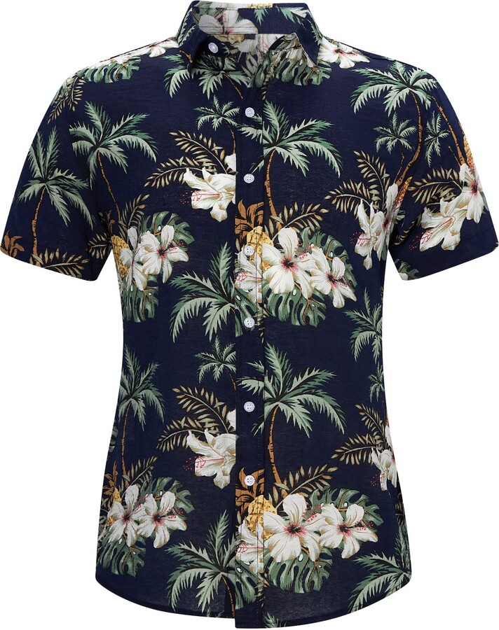 Loveternal Funky Hawaiian Shirt Men Shortsleeve Floral Hawaiian-Print ...