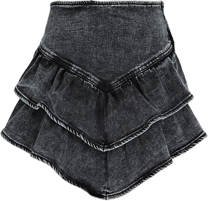 Mother Ruffled Denim Mini Skirt - ShopStyle
